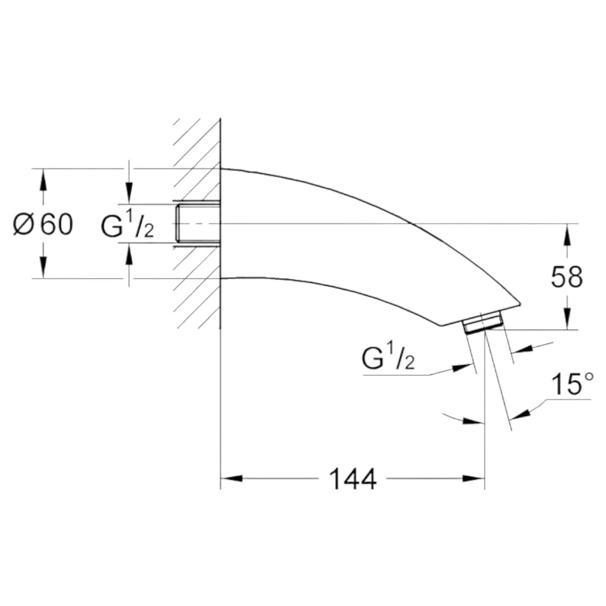 GROHE 28529000 Bras de douche 15x21, pour pomme de douche MOVARIO.
