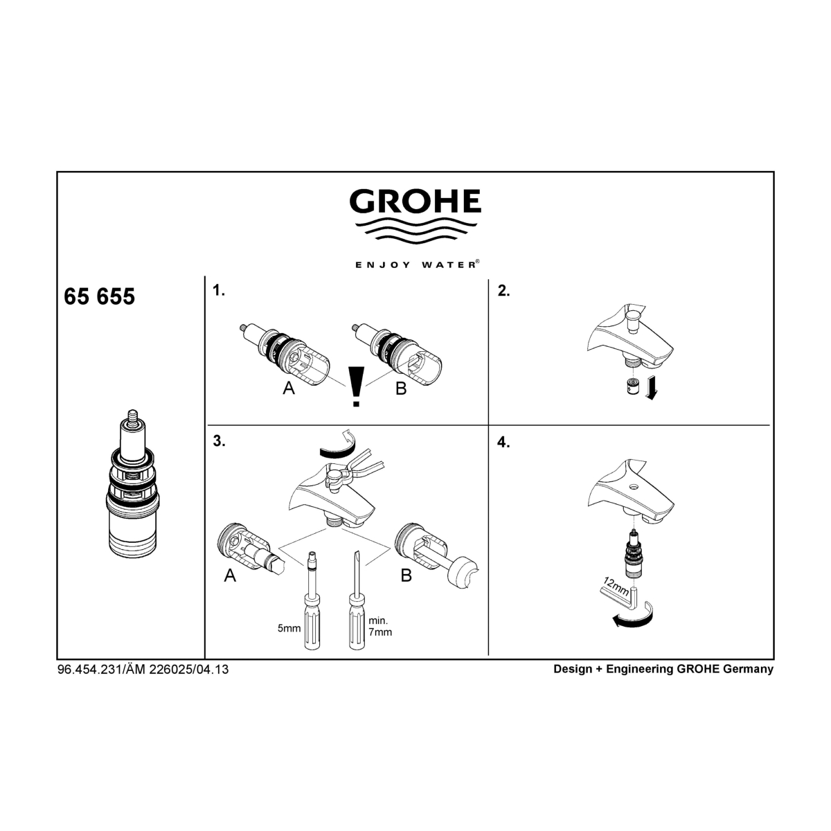 GROHE 65655000 Inverseur bain douche Grohtherm Eurosmart Eurostyle, etc